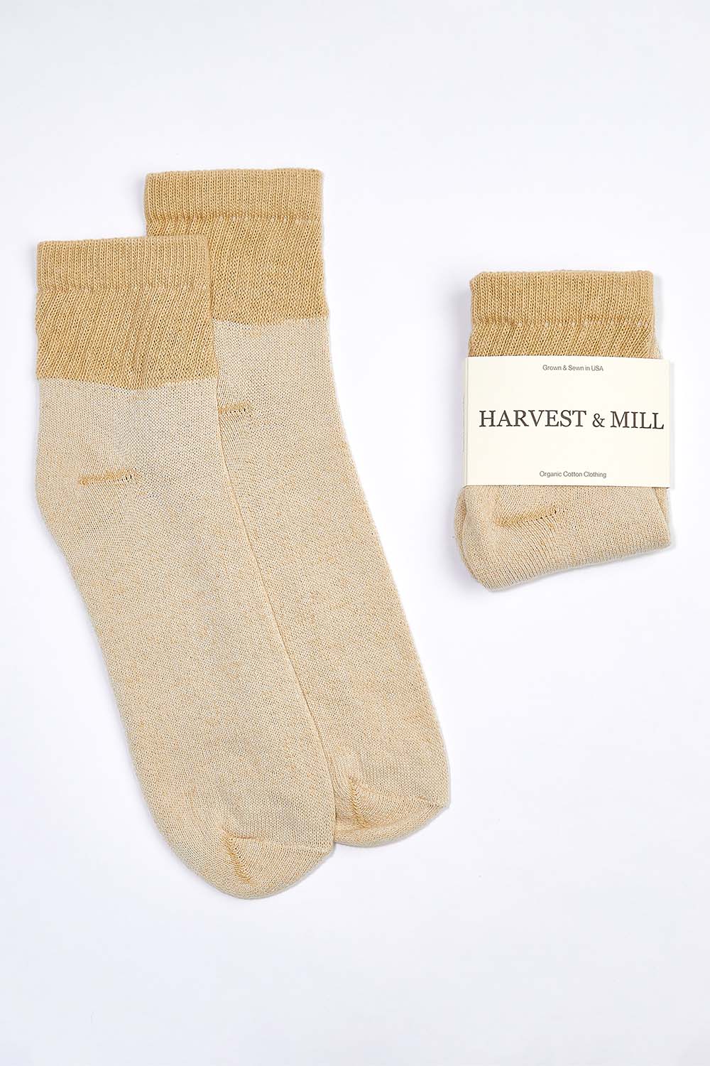 Women's Organic Cotton Socks Tan-Green Ankle – Harvest & Mill